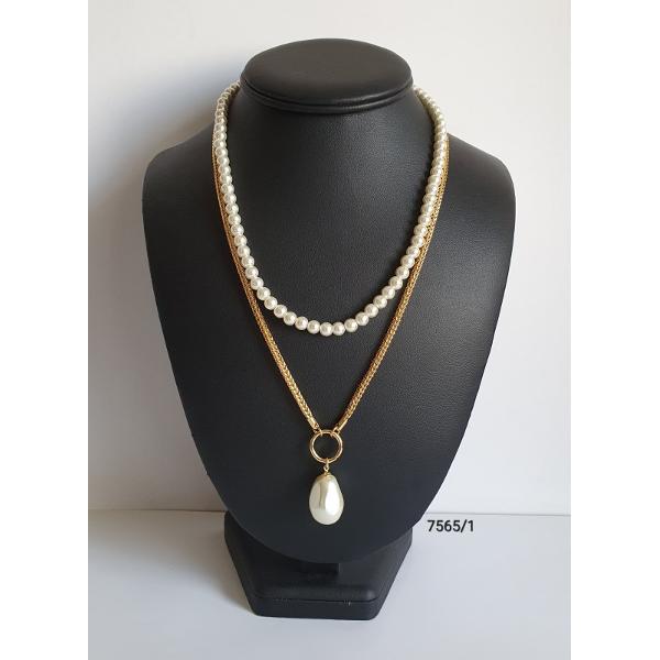 Colier dublu cu perle 50 cm 7565-1 - - Libraria CLB