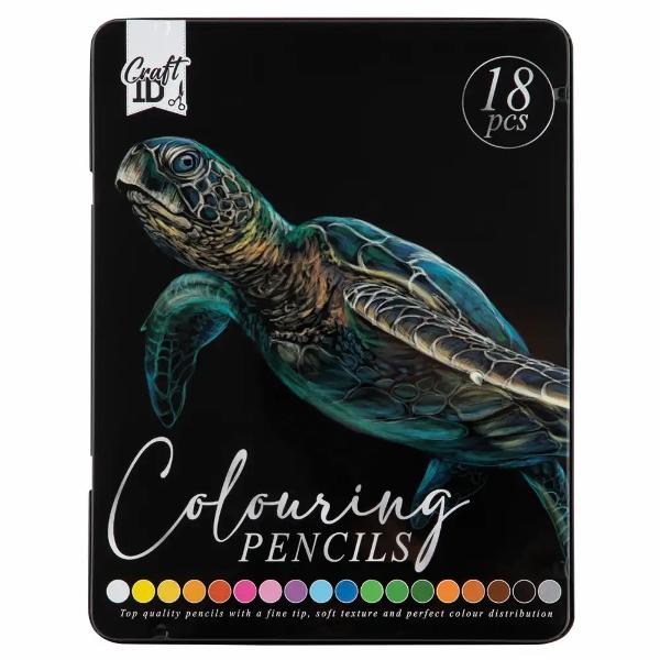 Set 18 creioane colorate in cutie metalica JK039223 - - Libraria CLB